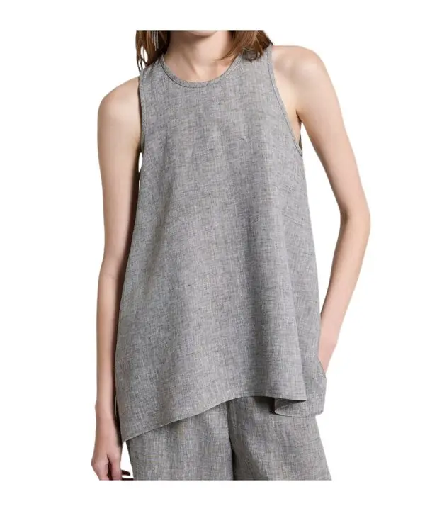 Peserico Asymmetric Sleeveless Top - Gray