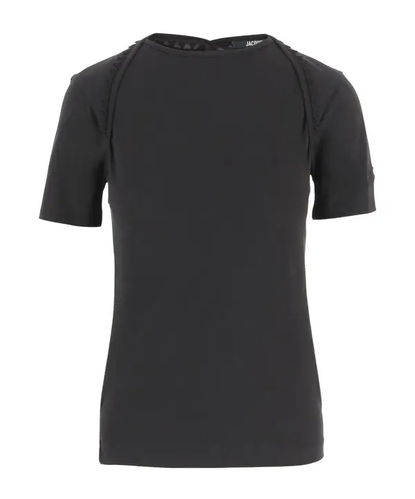 Jacquemus Embellished Button-back Short Sleeve Top - Black