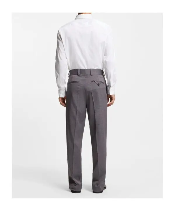 Hugo Boss Belted Casual Pants With Button Placket - Gray Pattern