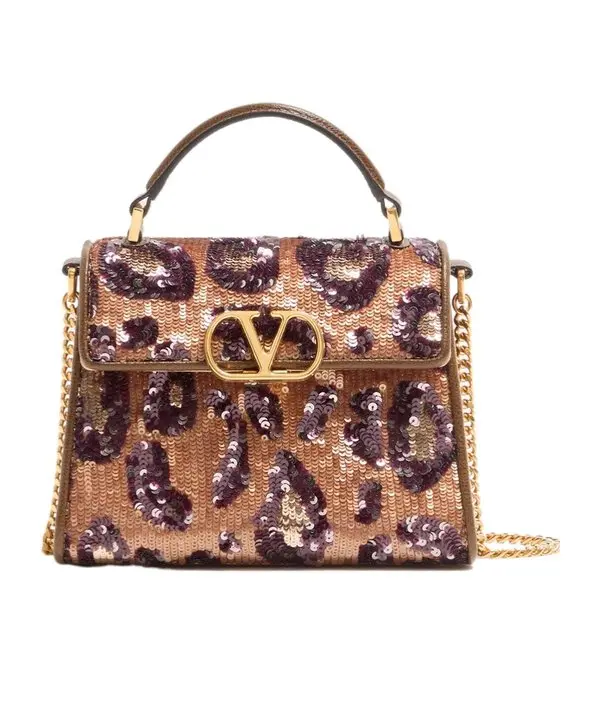 Valentino Garavani Vsling Mini Embroidered Animalier Handbag - Brown