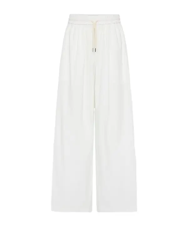 ST. AGNI Cotton-blend Poplin Wide-leg Pants - White