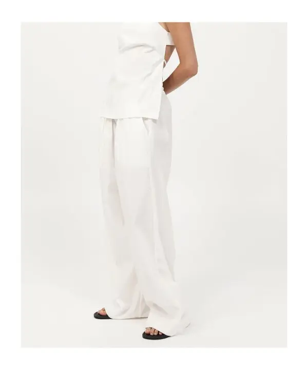 ST. AGNI Cotton-blend Poplin Wide-leg Pants - White