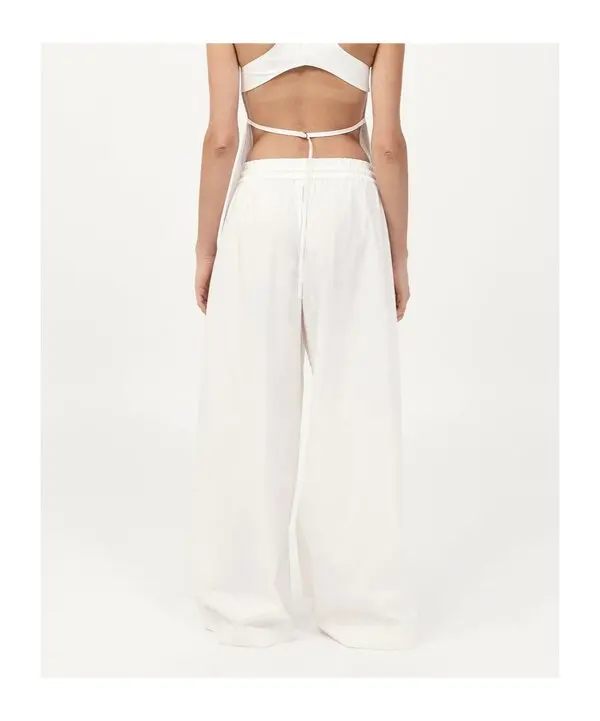 ST. AGNI Cotton-blend Poplin Wide-leg Pants - White