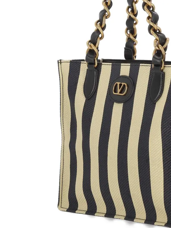 Valentino Garavani Striped Chain-handle Tote Bag