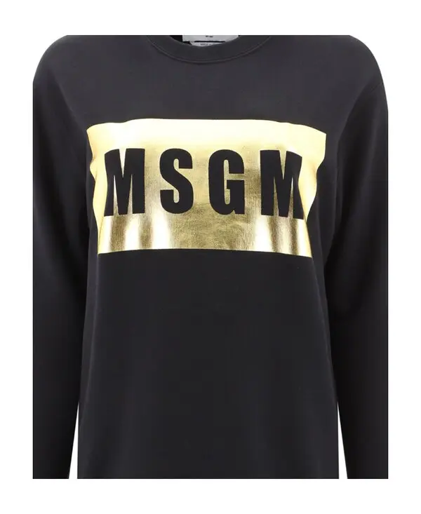 MSGM Metallic Logo Print Sweatshirt - Black