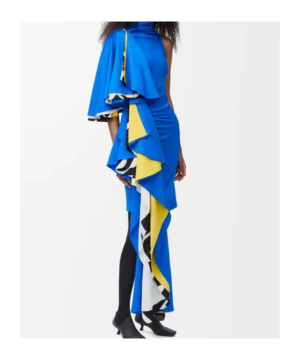 Loewe Asymmetrical Draped Dress With Printed Panel