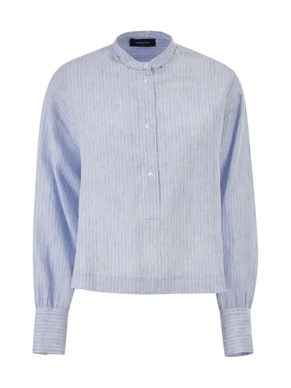 Fabiana Filippi Striped Band Collar Shirt