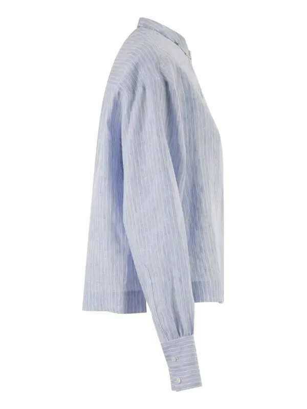 Fabiana Filippi Striped Band Collar Shirt