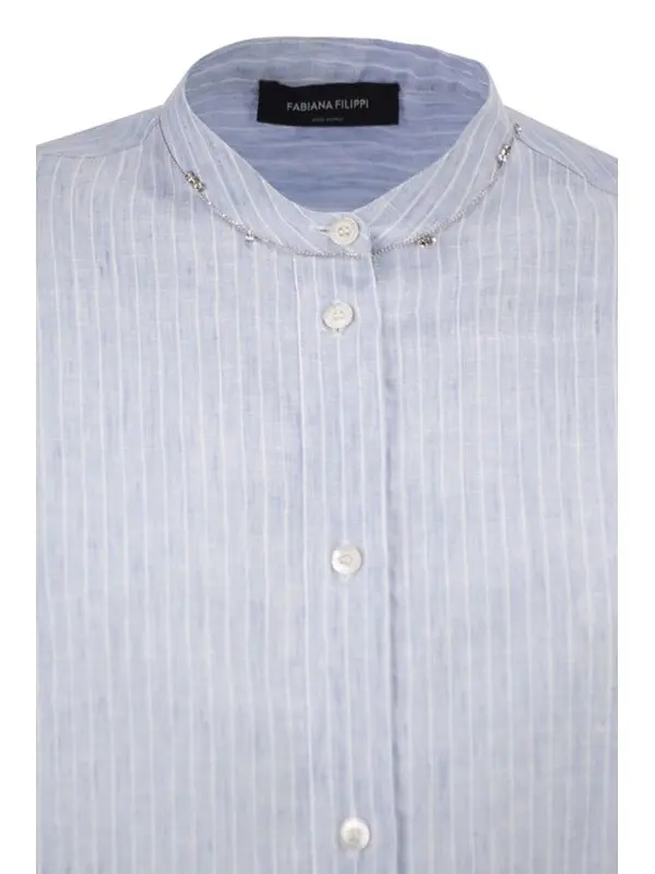 Fabiana Filippi Striped Band Collar Shirt