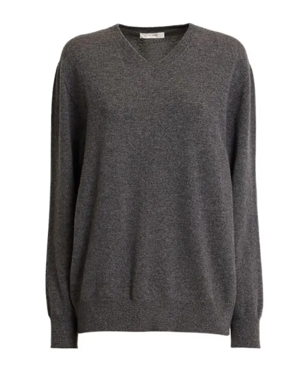 THE ROW Ligeia Knit Cashmere V-neck Sweater - Black