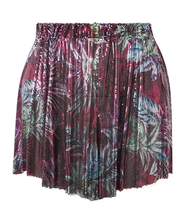 Rabanne Palm Tree Printed Mesh Shorts
