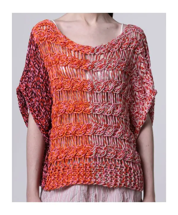 ROBERTO COLLINA Cable-knit Boat Neck Top - Multicolor