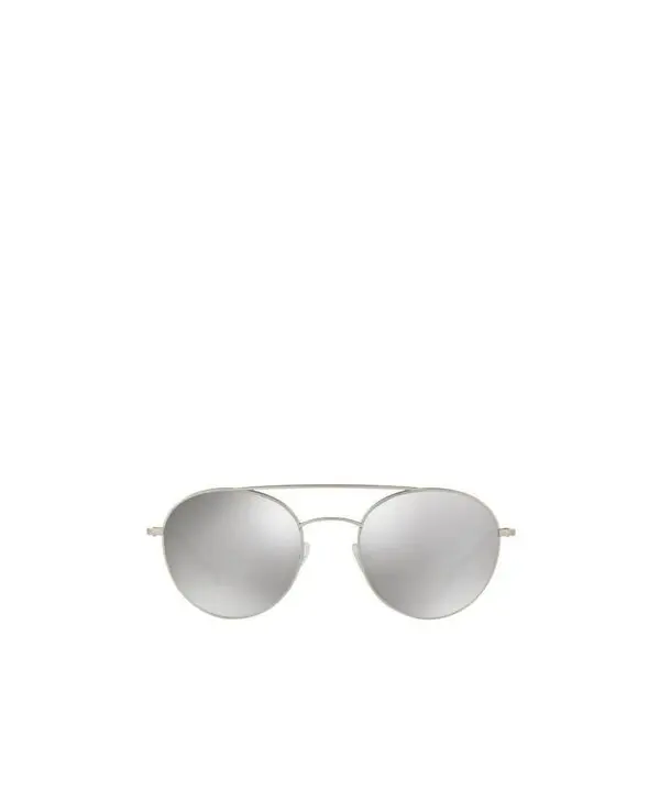 Prada Silver Tone Logo Aviator Sunglasses