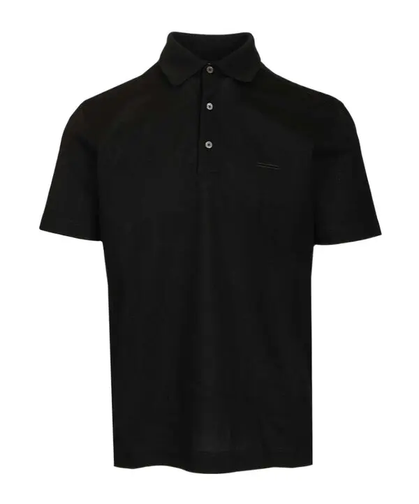 Zegna Short-sleeve Knitted Collar Polo Shirt - Black