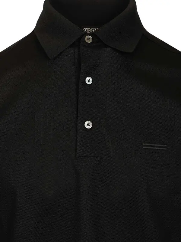 Zegna Short-sleeve Knitted Collar Polo Shirt - Black