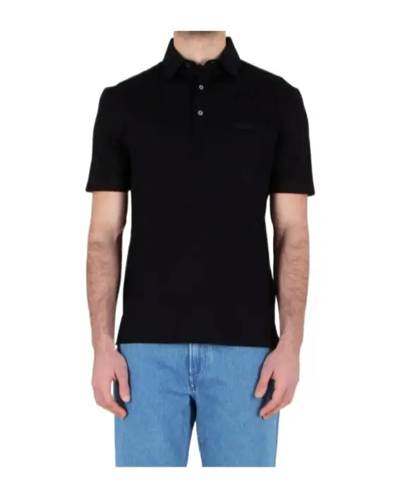 Zegna Short-sleeve Knitted Collar Polo Shirt - Black