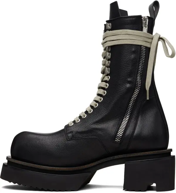 Rick Owens Round Toe Lace Up Ankle Boots
