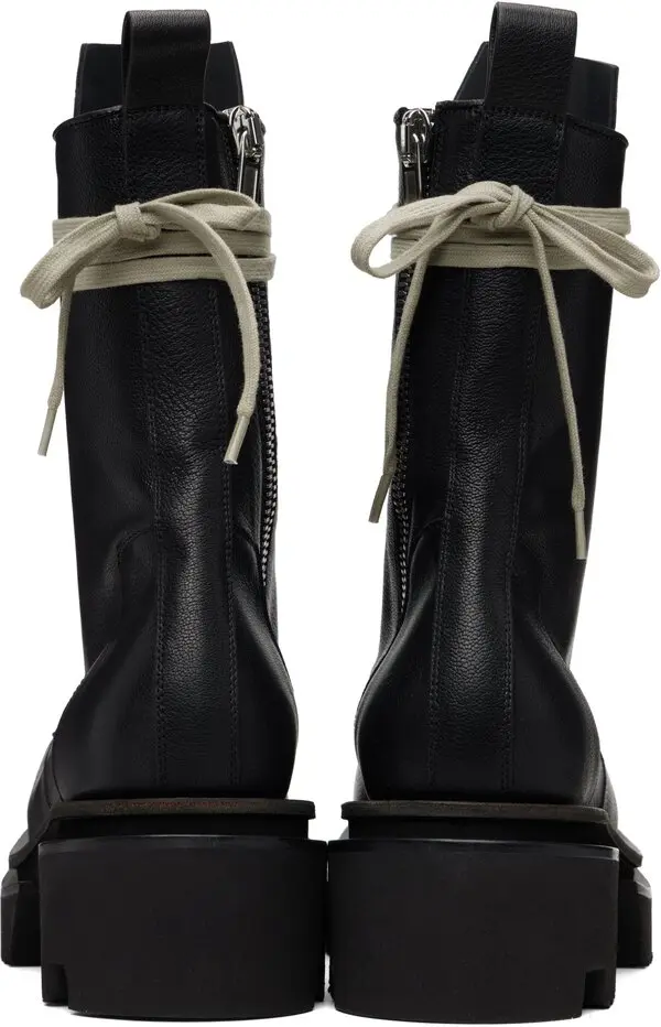 Rick Owens Round Toe Lace Up Ankle Boots