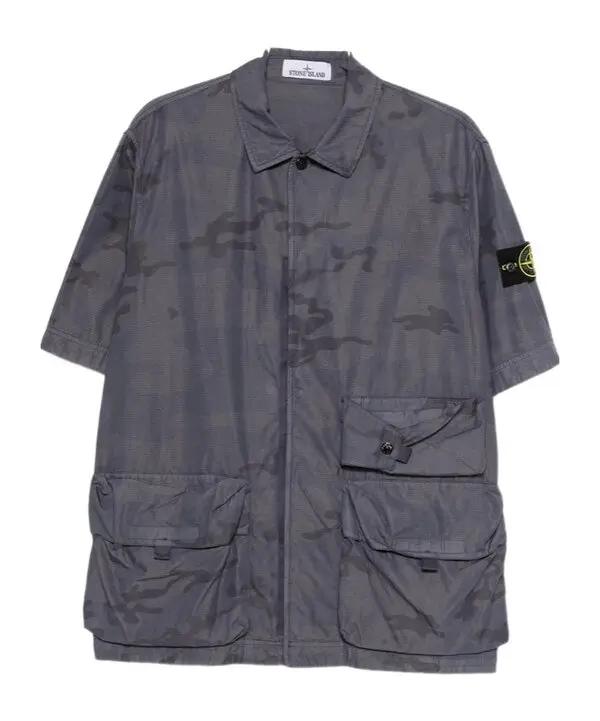 Stone Island Logo Patch Camouflage Shirt