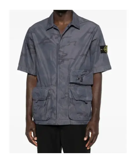 Stone Island Logo Patch Camouflage Shirt