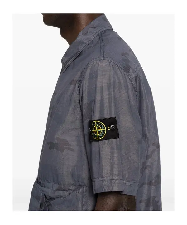 Stone Island Logo Patch Camouflage Shirt