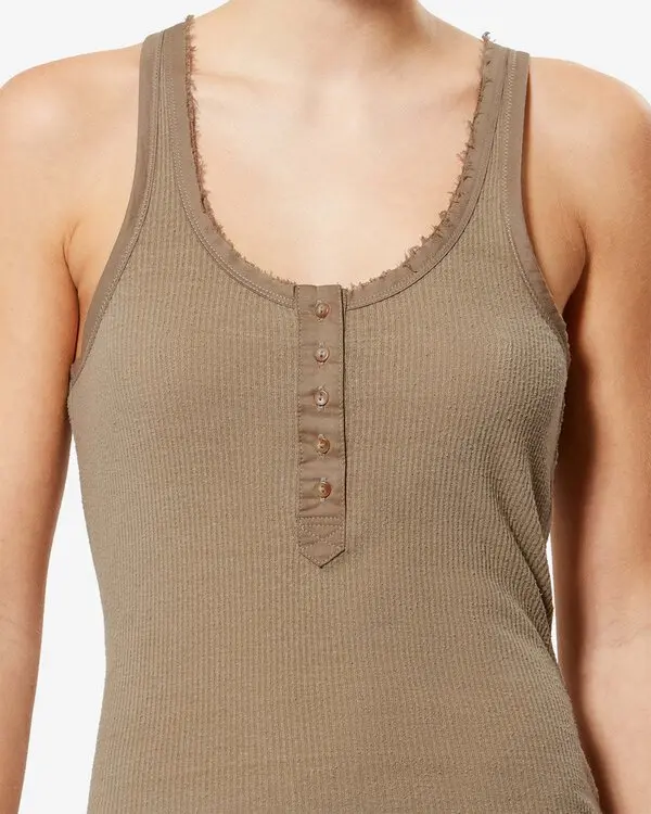 Isabel Marant Étoile Helma Henley Ribbed Top - Nude