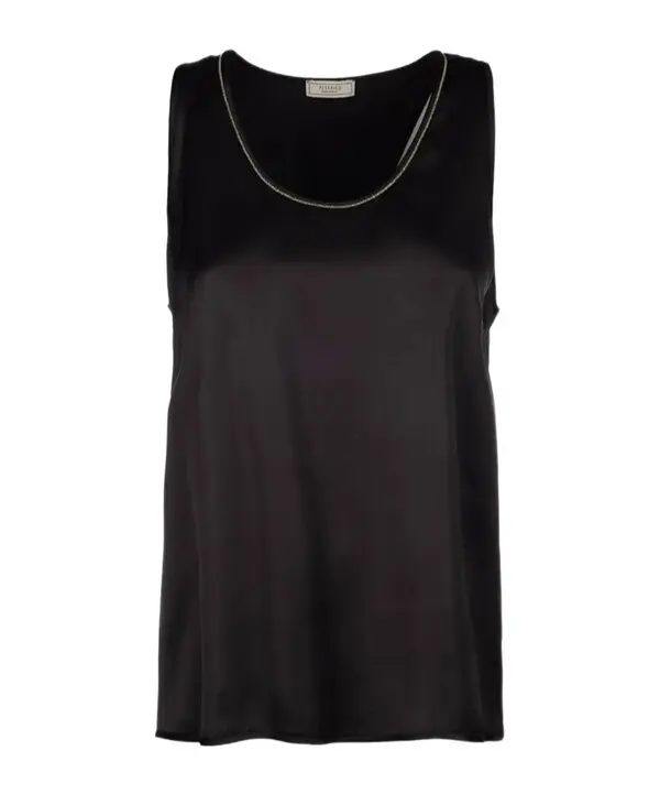 Peserico Embellished Satin Top - Black