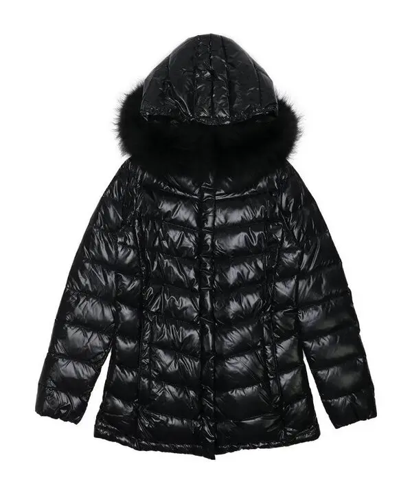 Max Mara Hooded Quilted Down Jacket With Fur Trim - Black