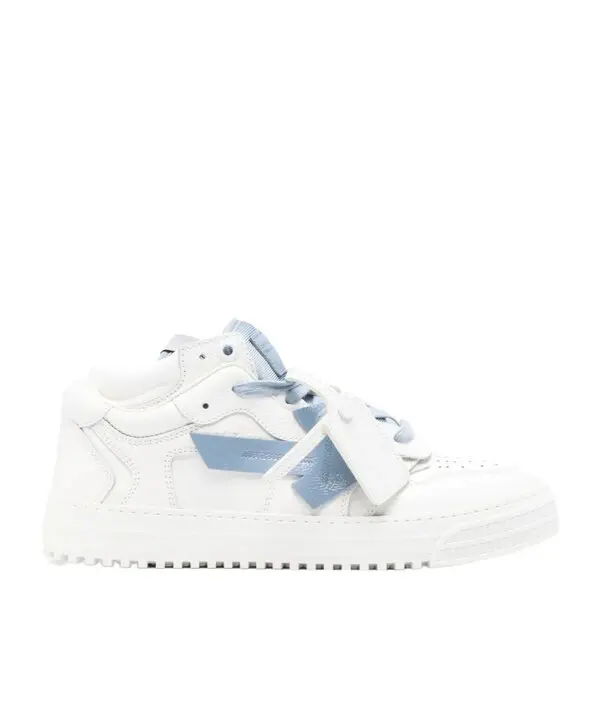 Off-White Round Toe Lace-up Sneakers - White