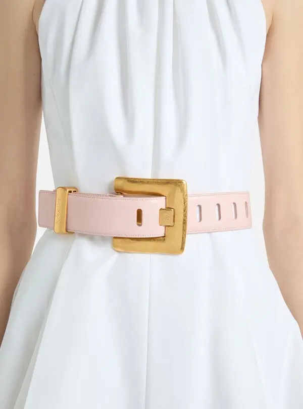 Balmain Anthem Smooth Leather Belt - Pink