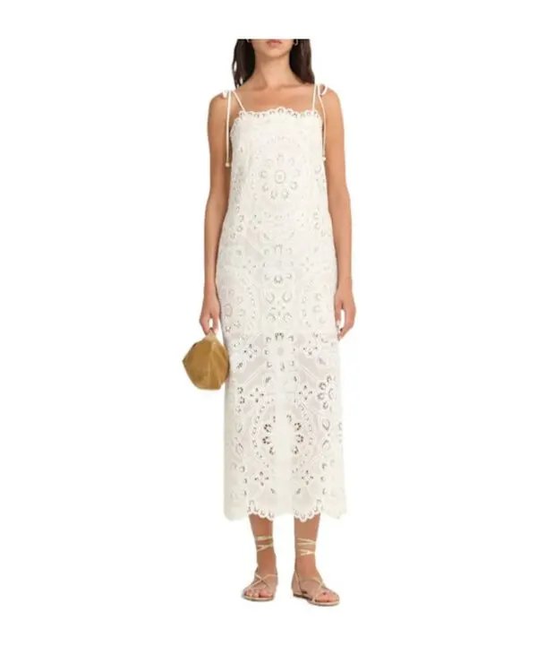 Zimmermann Embroidered Spaghetti Strap Midi Dress