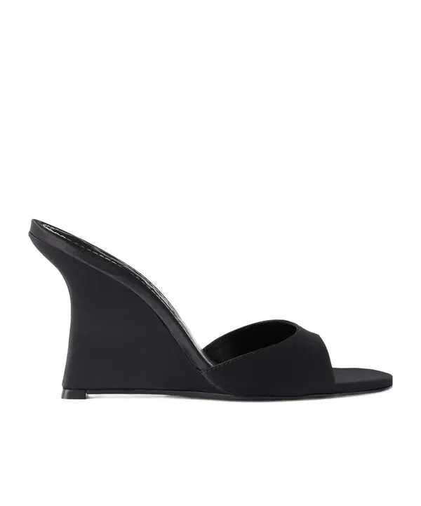 Staud Brigitte Satin Wedge Mules - Black