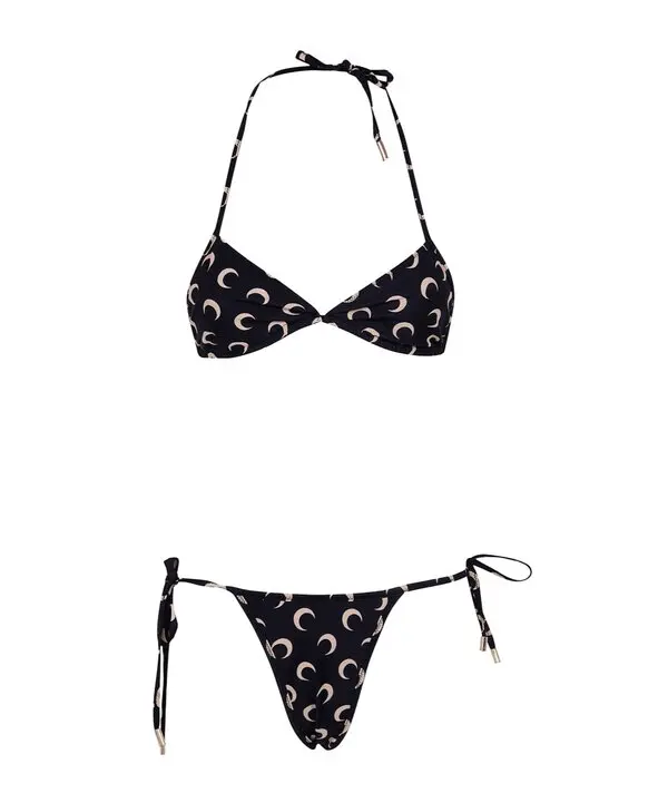 MARINE SERRE Moon Graphic Two-piece Jersey Bikini - Black
