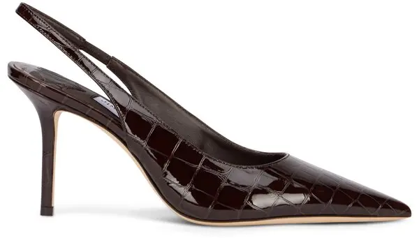 JIMMY CHOO Embossed Crocodile Effect Slingback Pumps - Black