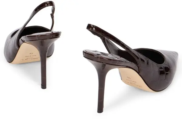 JIMMY CHOO Embossed Crocodile Effect Slingback Pumps - Black