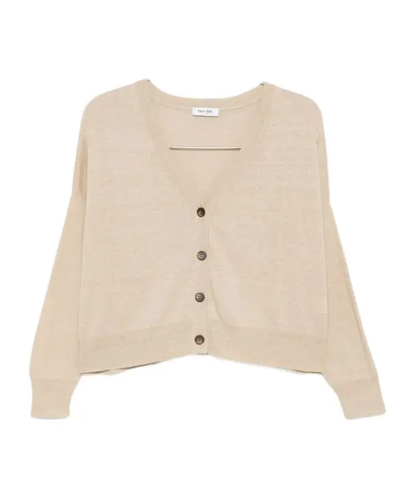 BASERANGE Buttoned V-neck Cardigan - Nude
