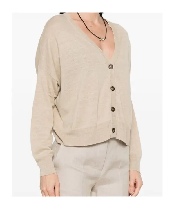 BASERANGE Buttoned V-neck Cardigan - Nude