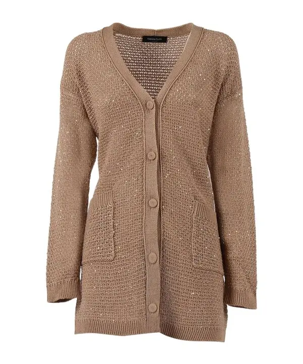 Fabiana Filippi V-neck Sequined Oversized Cardigan - Brown