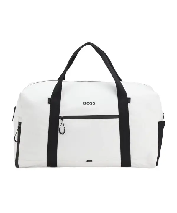 Hugo Boss Faux-leather Holdall With Reflective Zips - White