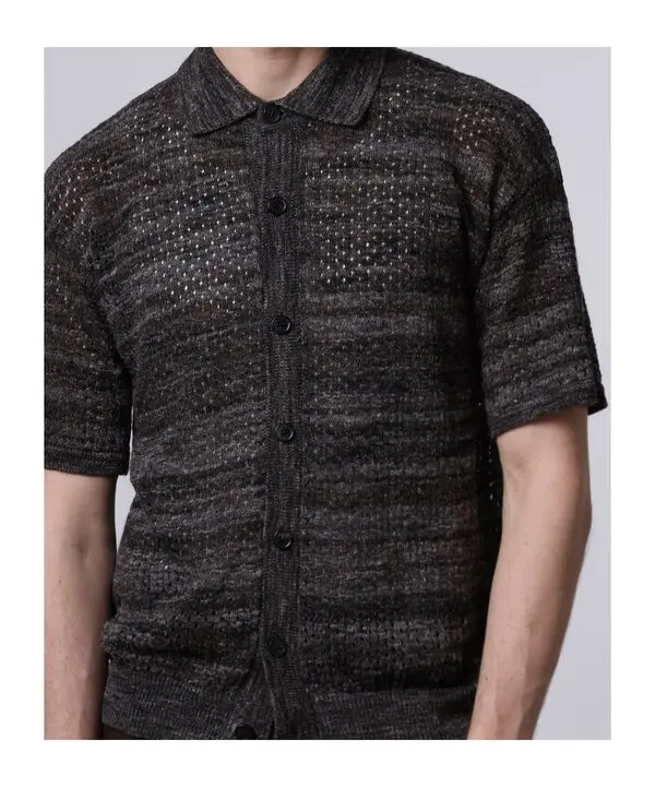 ROBERTO COLLINA Open-knit Short-sleeve Shirt