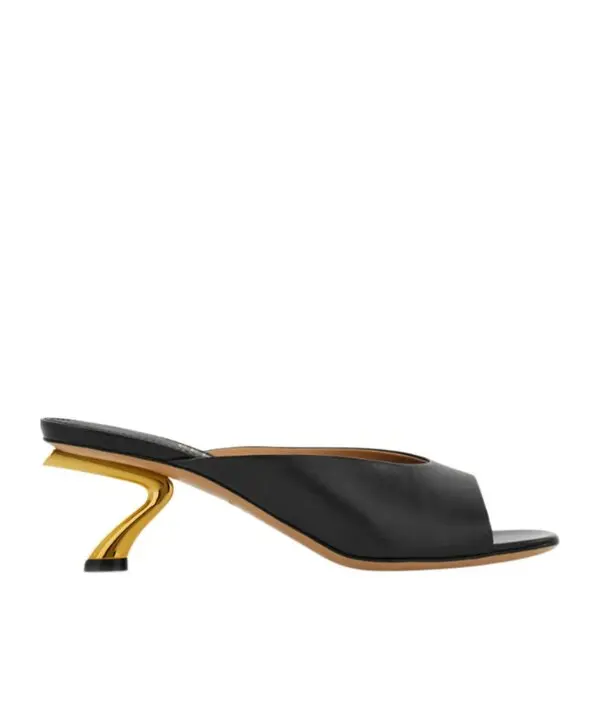 FERRAGAMO Sculptural Heel Heeled Sandals - Black