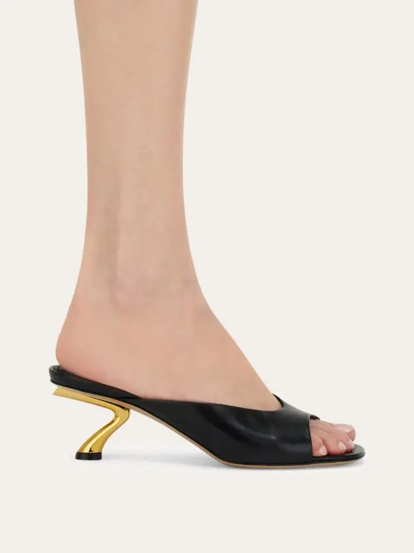 FERRAGAMO Sculptural Heel Heeled Sandals - Black