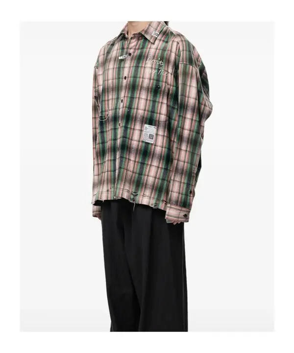 Mihara Yasuhiro Checked Embroidered Shirt