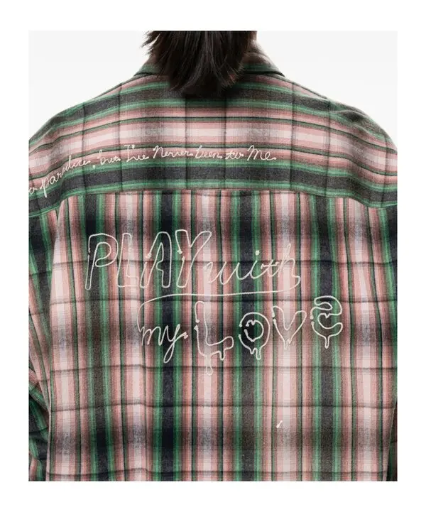 Mihara Yasuhiro Checked Embroidered Shirt