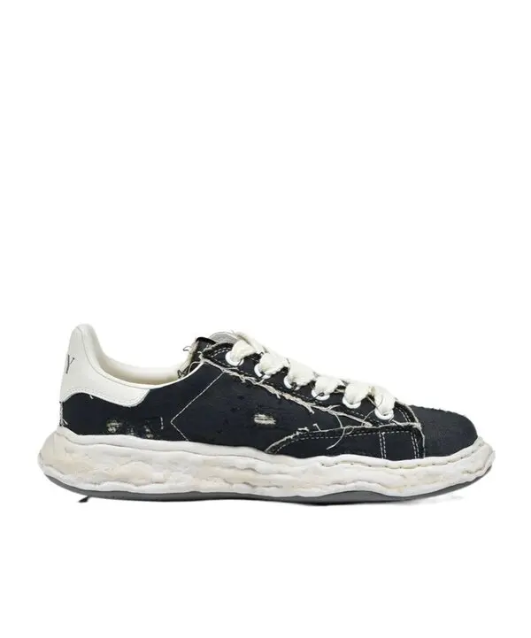 Mihara Yasuhiro Charles Og Sole Ripped-canvas Lace-up Sneakers - Black