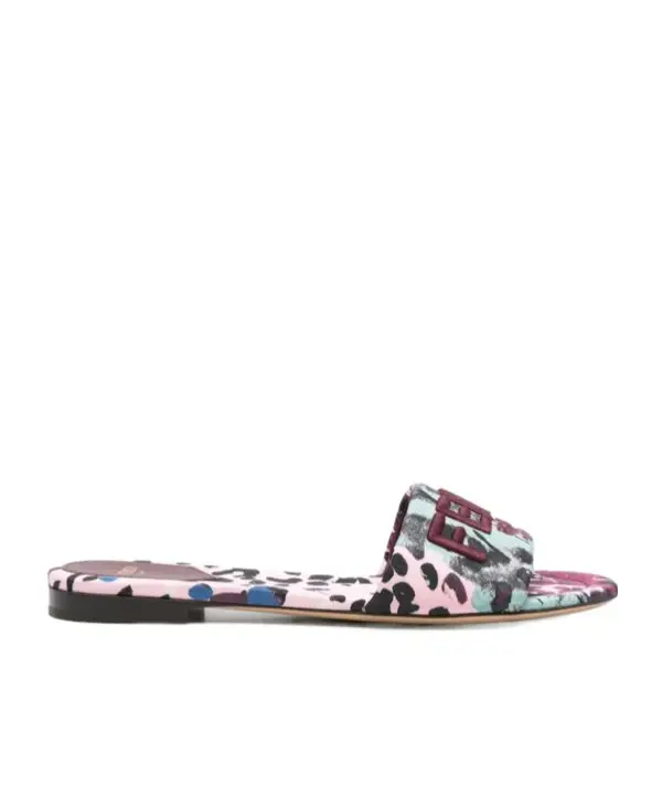 Fendi Logo-embroidery Floral-print Sandals - Multicolor