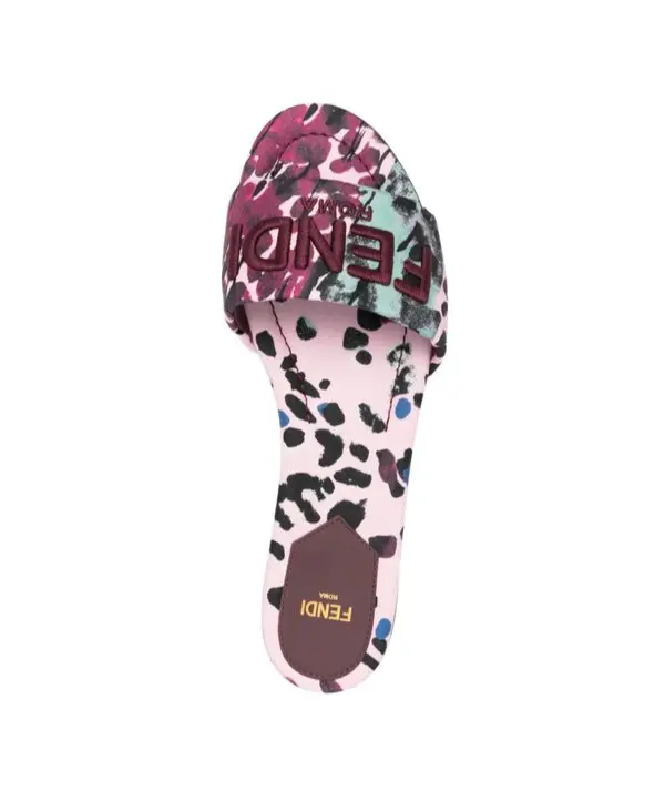 Fendi Floral-print Logo-embroidered Sandals