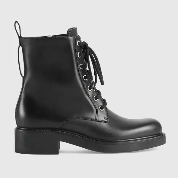 Gucci Logo Plaque Lace-up Ankle Boots