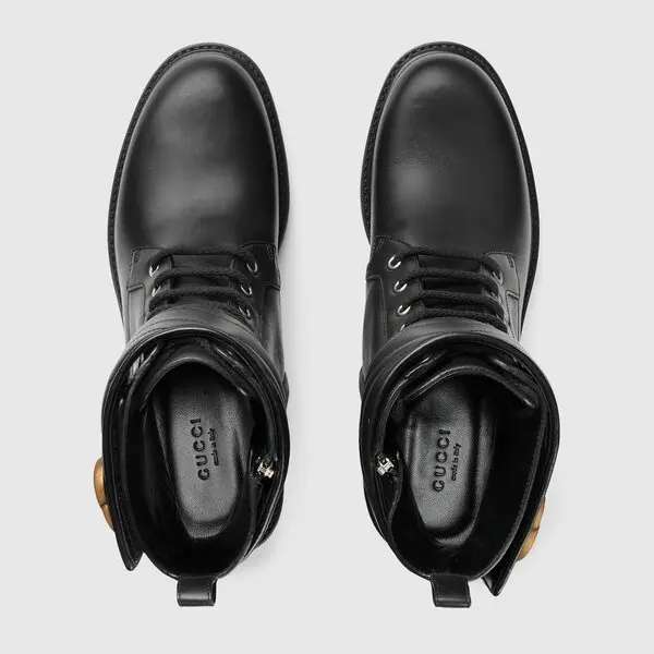 Gucci Logo Plaque Lace-up Ankle Boots