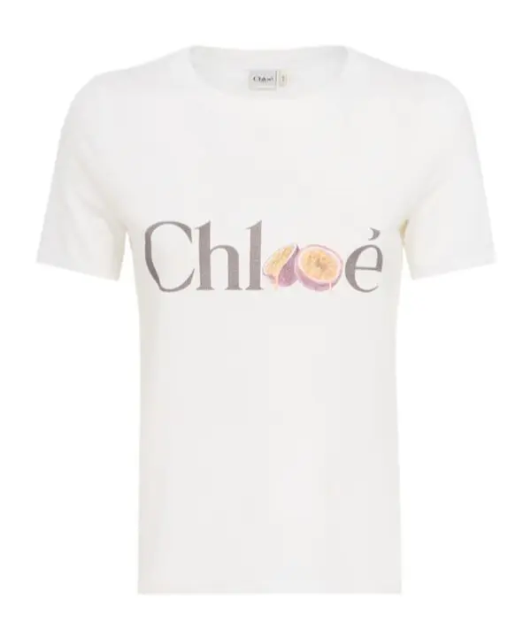 Chloé Cotton T-shirt With Passion Fruit Print - White